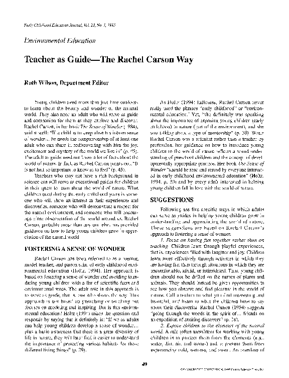 (PDF) Teacher as guide—The Rachel Carson way