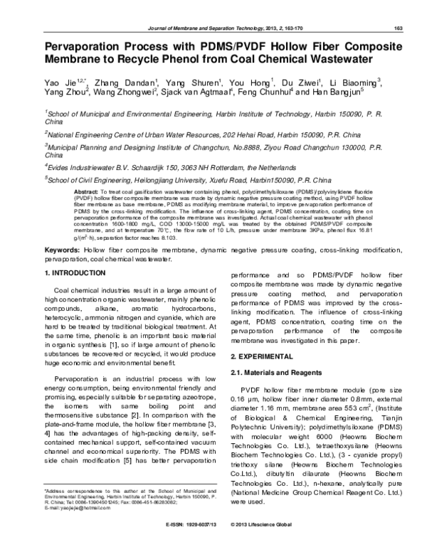(PDF) Pervaporation Process with PDMS/PVDF Hollow Fiber Composite ...