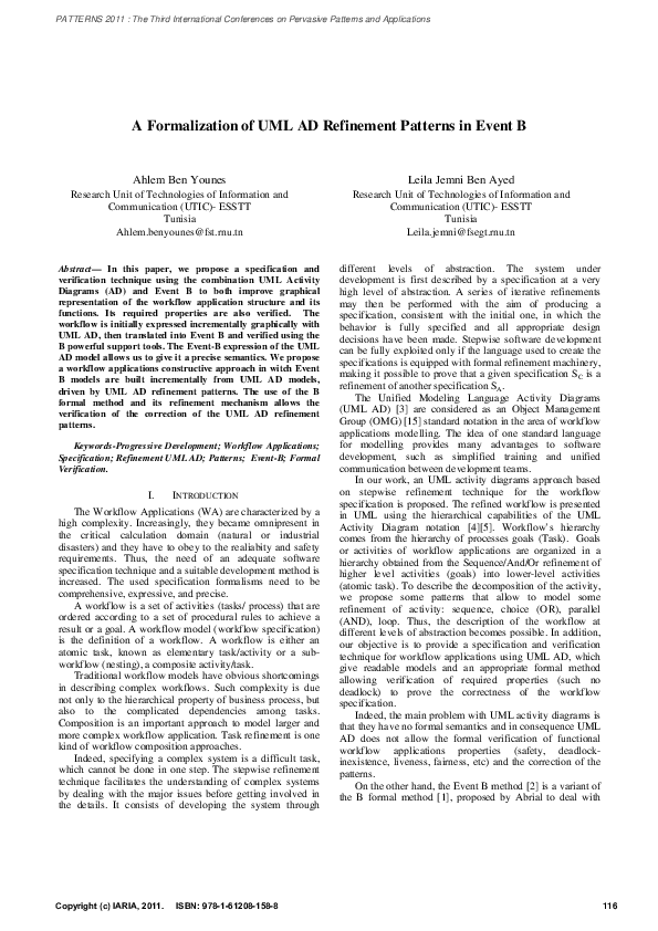 (PDF) A Formalization of UML AD Refinement Patterns in Event B