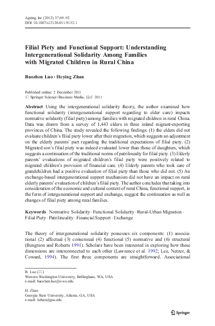 (PDF) Filial Piety and Functional Support: Understanding ...