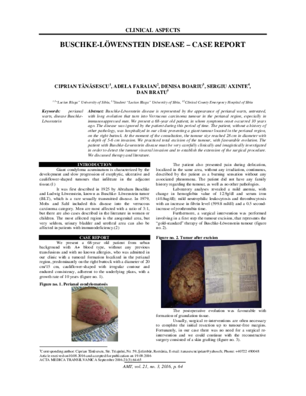(PDF) Buschke-Löwenstein Disease-Case Report | Sergiu Axinte - Academia.edu