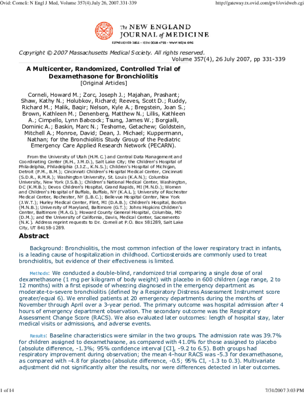 (PDF) A Multicenter, Randomized, Controlled Trial of Dexamethasone for ...