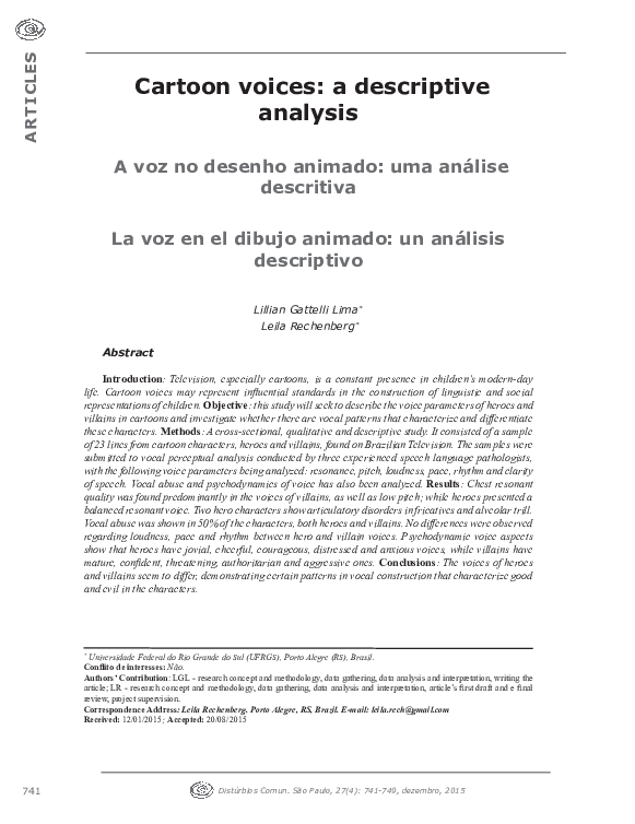 (PDF) Cartoon voices : a descriptive analysis