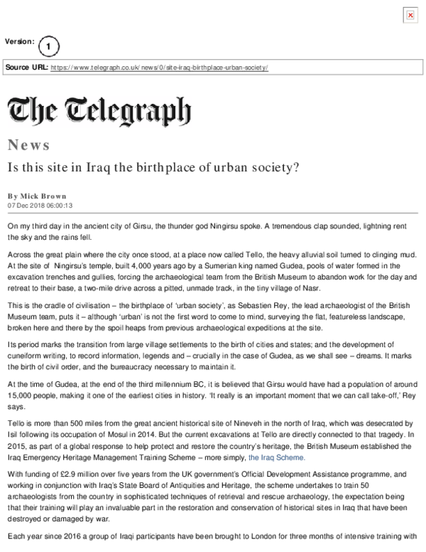 (PDF) Telegraph article Ashurbanipal