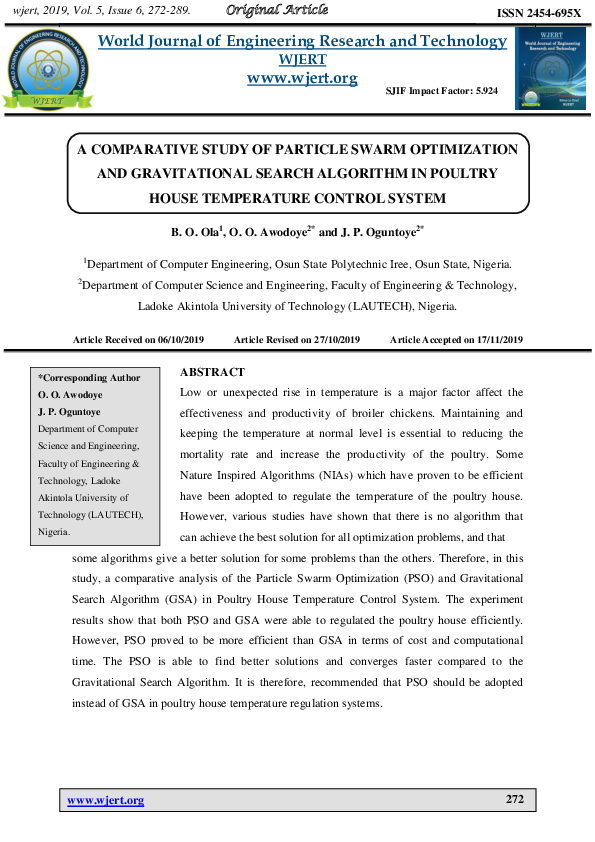 (PDF) A COMPARATIVE STUDY OF PARTICLE SWARM OPTIMIZATION AND GRAVITATIONAL SEARCH ALGORITHM IN ...