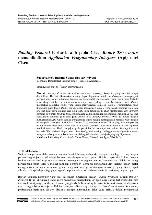(PDF) Routing Protocol Berbasis Web Pada Cisco Router 2800 Series Memanfaatkan Application ...