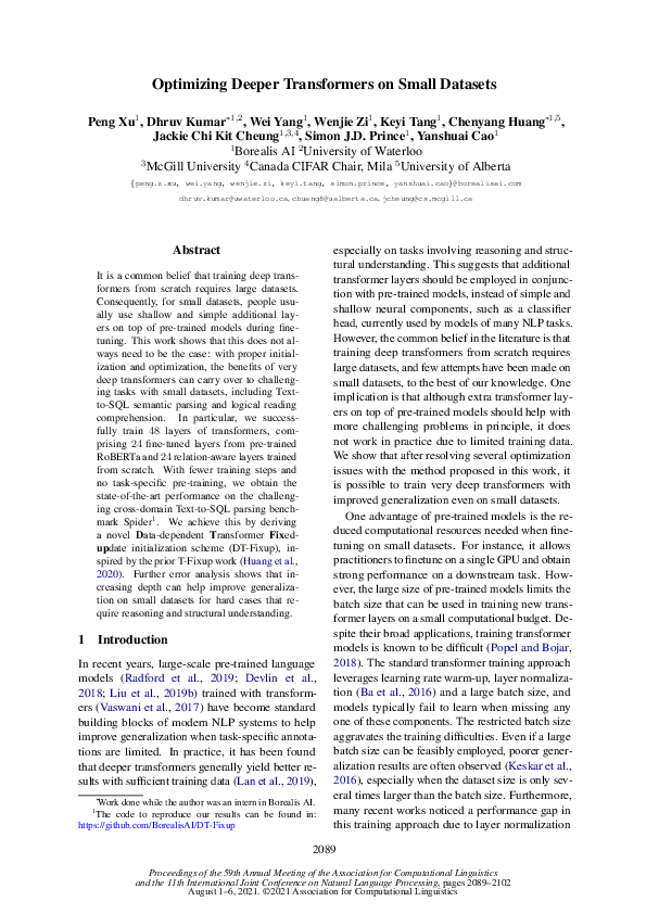 (PDF) Optimizing Deeper Transformers on Small Datasets