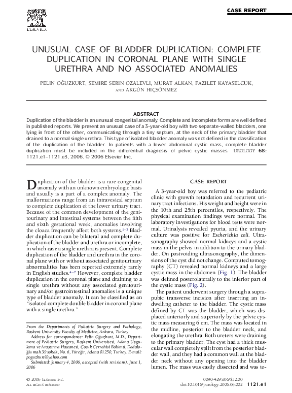(PDF) Unusual case of bladder duplication: Complete duplication in ...