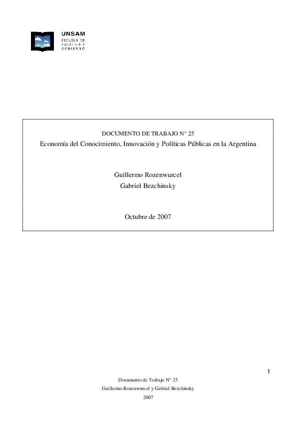 (PDF) Econom a del Conocimiento, Innovaci n y Pol ticas P blicas en la Argentina
