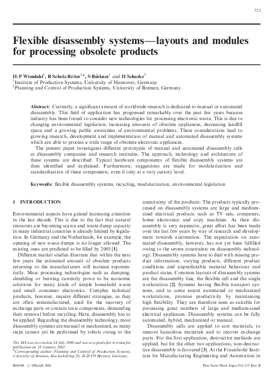 (PDF) Flexible disassembly systems-layouts and modules for processing ...