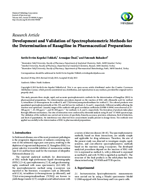 (PDF) Development and Validation of Spectrophotometric Methods for Simultaneous Determination of ...