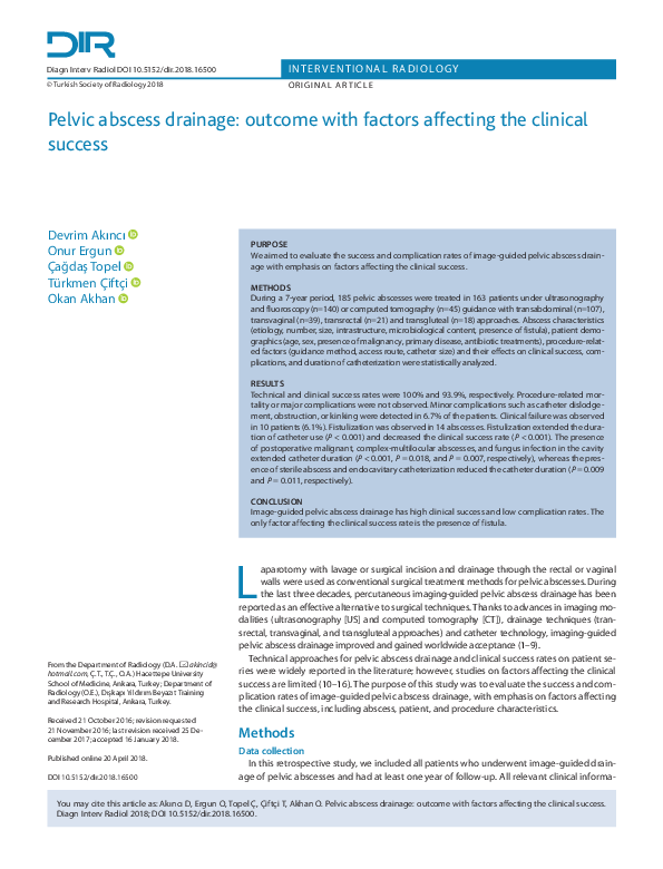 (PDF) Pelvic abscess drainage: outcome with factors affecting the ...