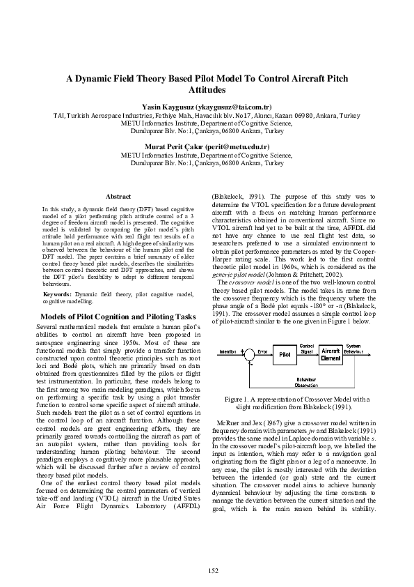 (PDF) A Dynamic Field Theory Based Pilot Model to Control Aircraft Pitch Attitudes