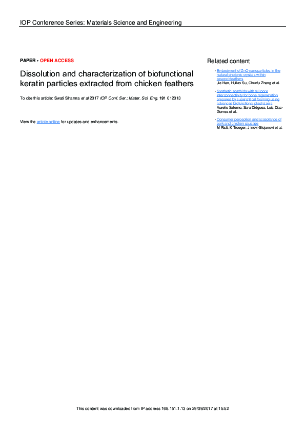 (PDF) Dissolution and characterization of biofunctional keratin ...