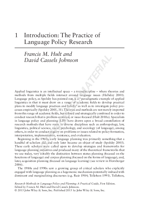 (PDF) Introduction: The Practice of Language Policy Research