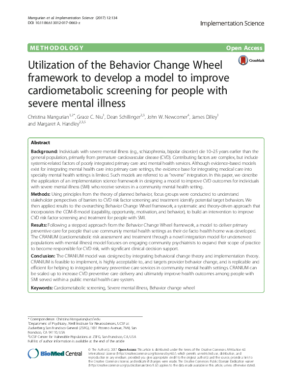 (PDF) Utilization of the Behavior Change Wheel framework to develop a ...