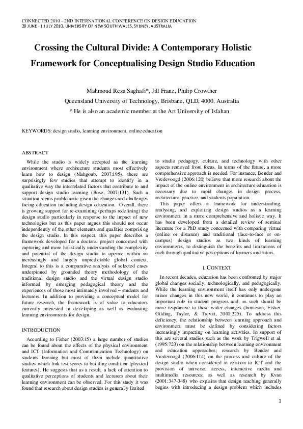 (PDF) Crossing the Cultural Divide: A Contemporary Holistic Framework ...