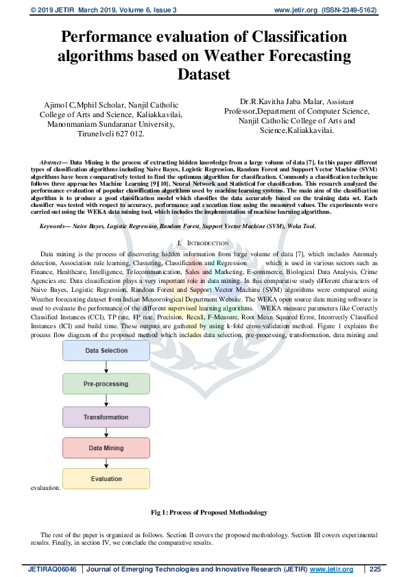 Pdf Performance Evaluation Of Classification Algorithms Using Mcdm And Rank Correlation Method