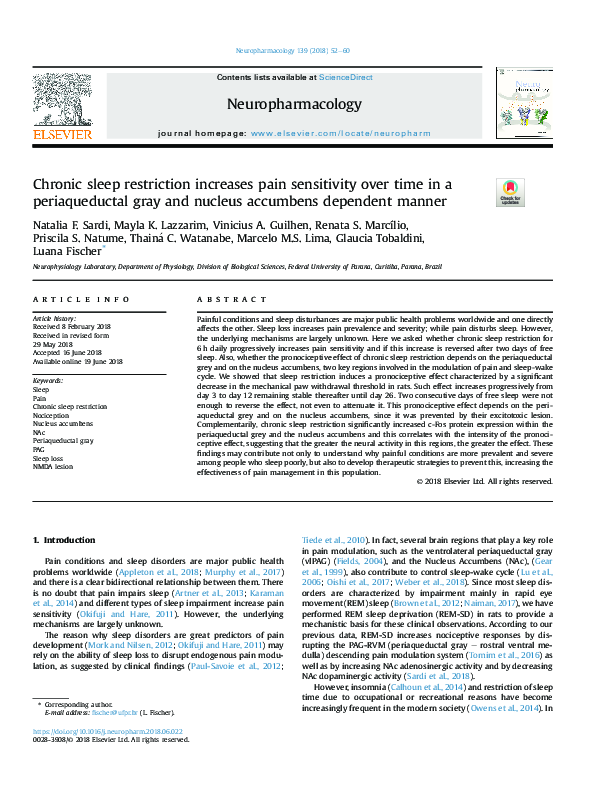 (PDF) Chronic sleep restriction increases pain sensitivity over time in ...