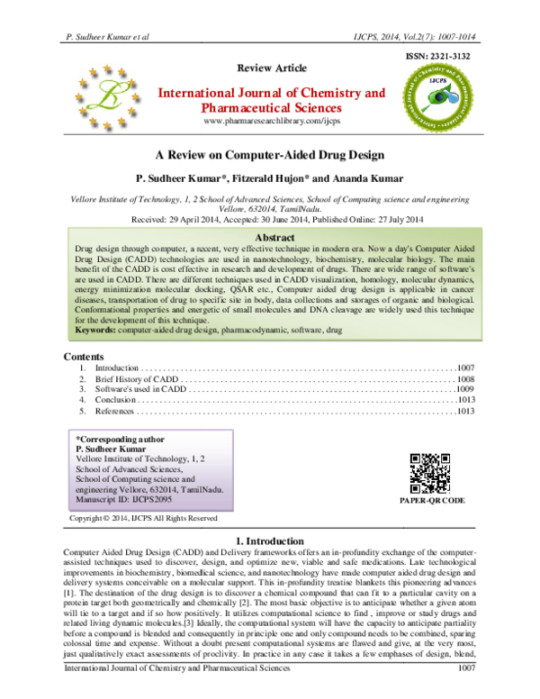 (PDF) A Review on Computer-Aided Drug Design