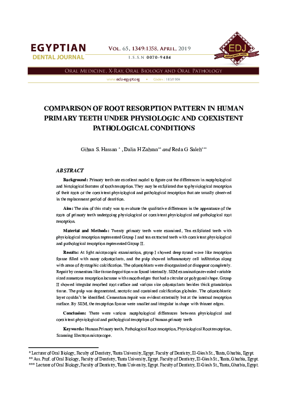 (PDF) Comparison of Root Resorption Pattern in Human Primary Teeth ...