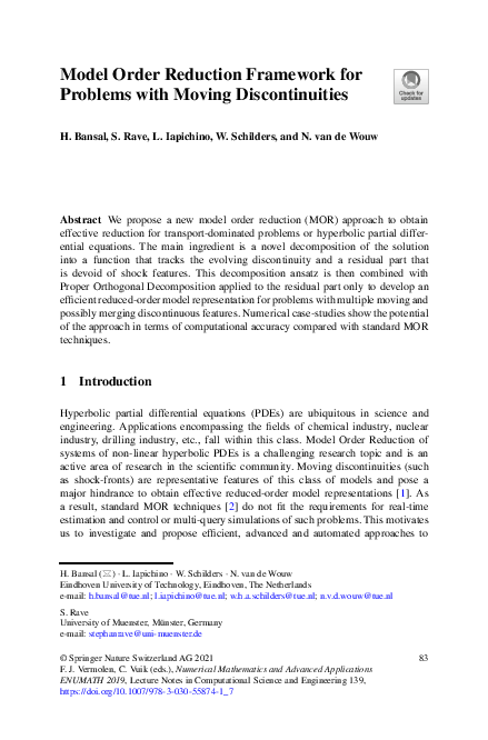 (PDF) Model Order Reduction Framework for Problems with Moving Discontinuities