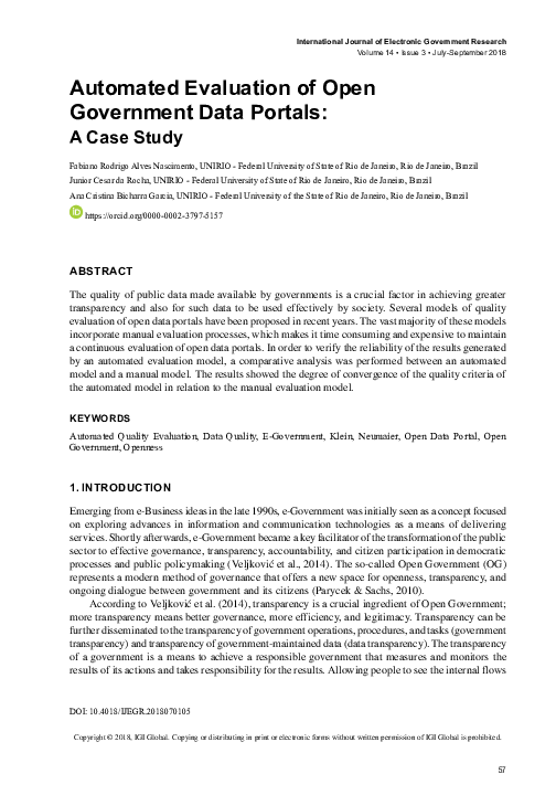 (PDF) Automated Evaluation of Open Government Data Portals