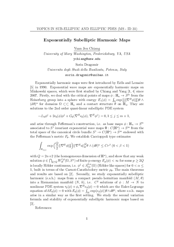 (PDF) Exponentially Subelliptic Harmonic Maps