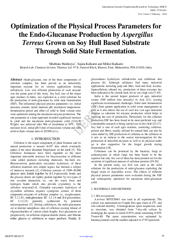 (PDF) Optimization of the Physical Process Parameters for the Endo-Glucanase Production by ...