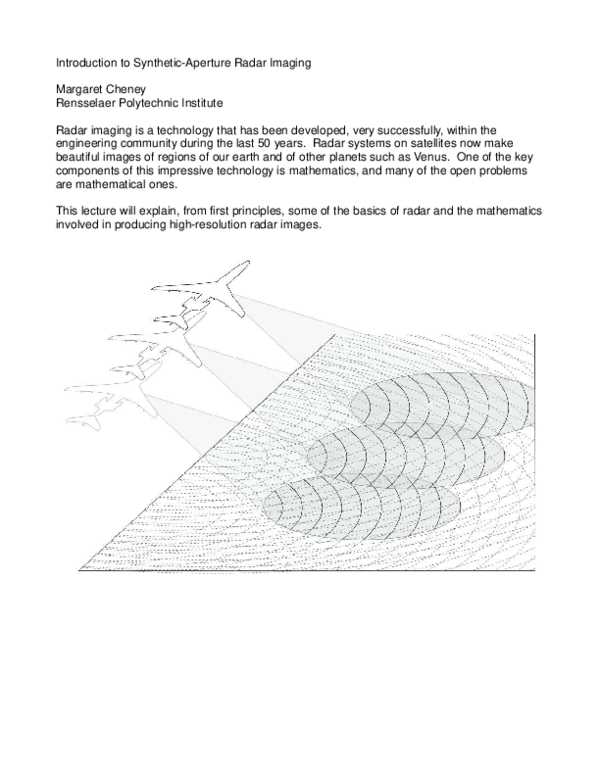 (PDF) An Introduction to Synthetic Aperture Radar Imaging