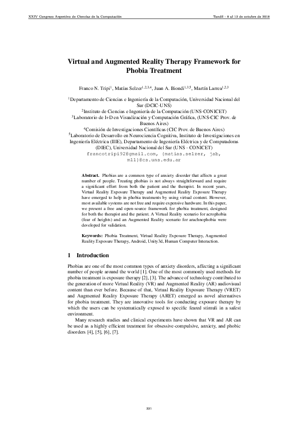 (PDF) Virtual and Augmented Reality Therapy Framework for Phobia Treatment