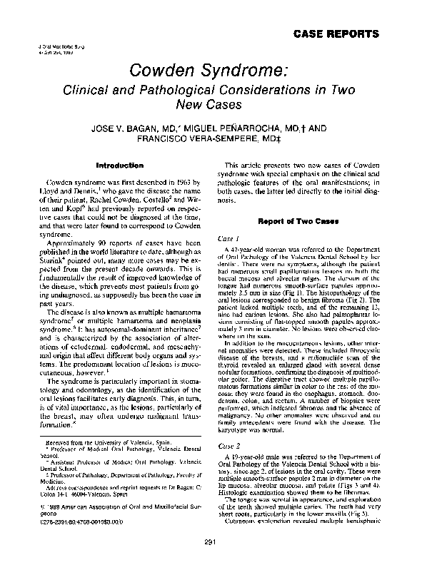 (PDF) Cowden syndrome: Clinical and pathological considerations in two ...