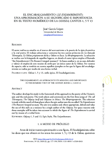 (PDF) El encabalgamiento (le enjambement): Una aproximación a su ...
