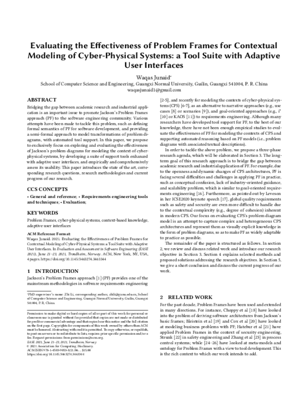 (PDF) Evaluating the Effectiveness of Problem Frames for Contextual Modeling of Cyber-Physical ...