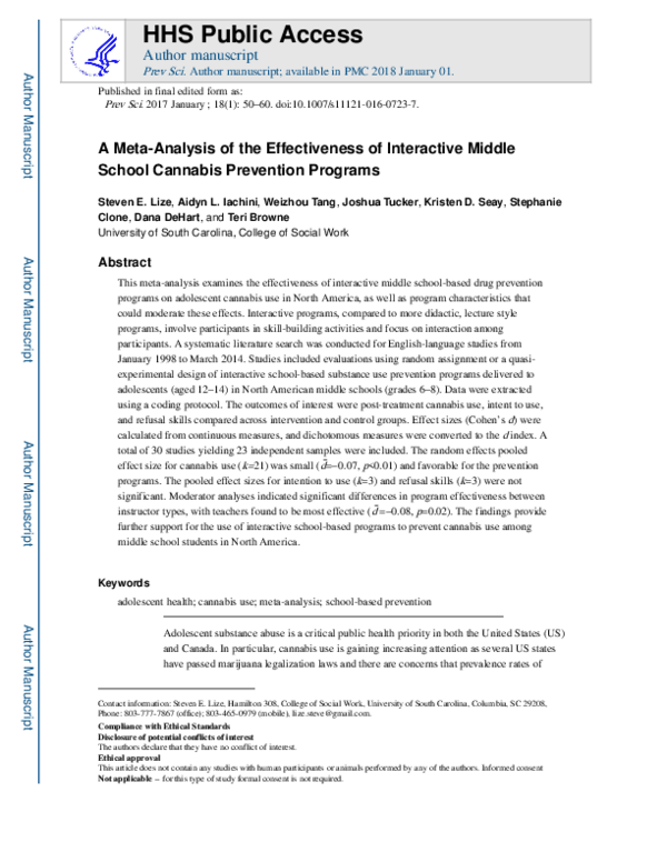(PDF) A Meta-analysis of the Effectiveness of Interactive Middle School ...