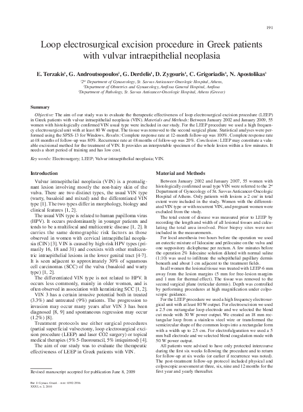 (PDF) Loop electrosurgical excision procedure in Greek patients with ...