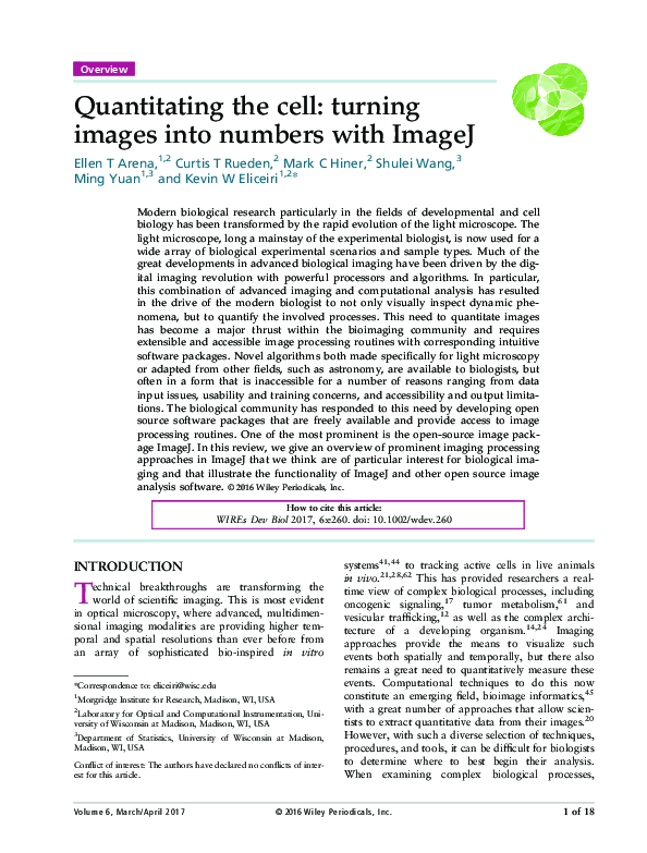 (PDF) Quantitating the cell: turning images into numbers with ImageJ