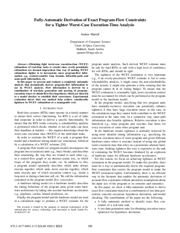 Pdf Fully Automatic Derivation Of Exact Program Flow Constraints For