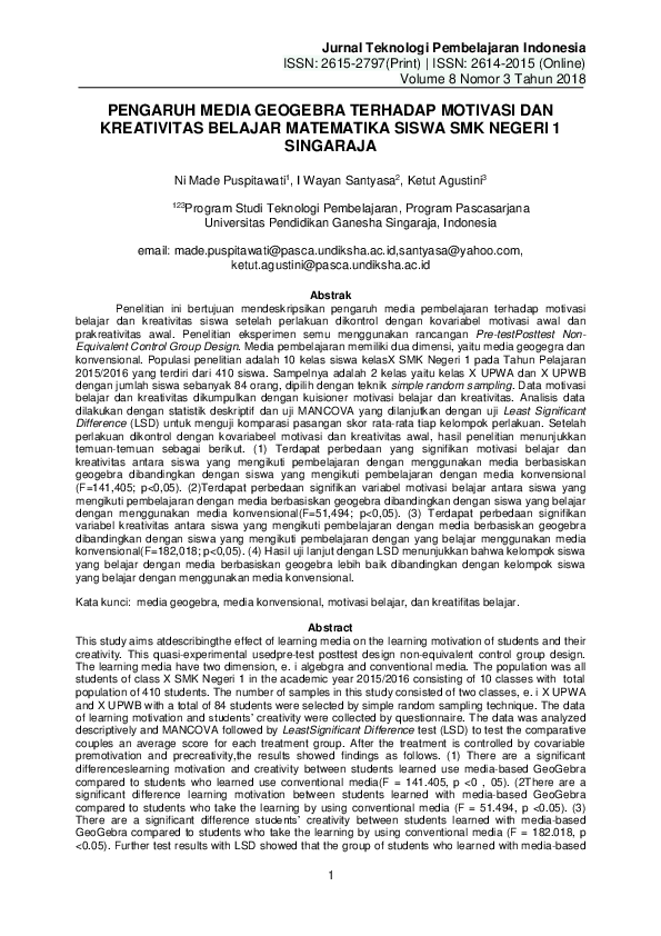 (PDF) Pengaruh Media Geogebra Terhadap Motivasi Dan Kreativitas Belajar Matematika Siswa SMK ...