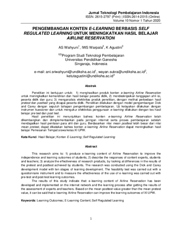 (PDF) Pengembangan Konten E-Learning Berbasis Self Regulated Learning Untuk Meningkatkan Hasil ...