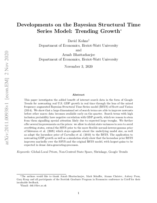 (PDF) Developments on the Bayesian Structural Time Series Model ...