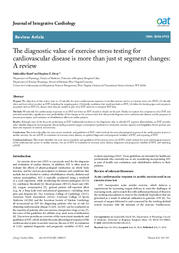 (PDF) The diagnostic value of exercise stress testing for ...