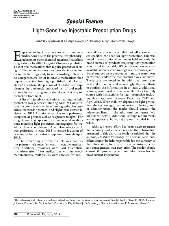 (PDF) Light-sensitive injectable prescription drugs