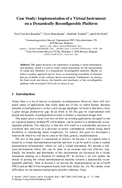 (PDF) Case Study: Implementation of a Virtual Instrument on a Dynamically Reconfigurable Platform