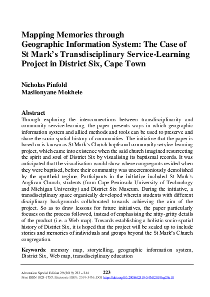 (PDF) Mapping Memories through Geographic Information System: The Case ...