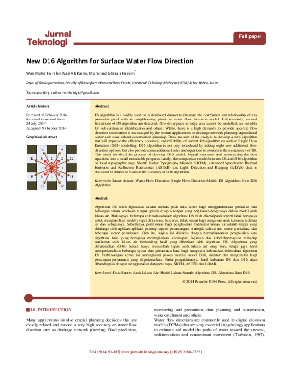 (PDF) New D16 Algorithm for Surface Water Flow Direction
