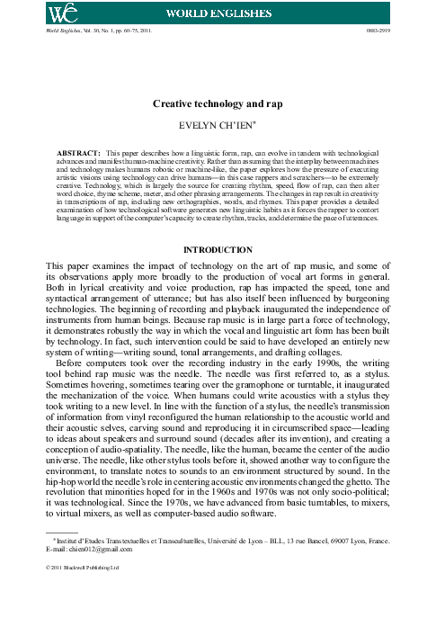 (PDF) Creative technology and rap