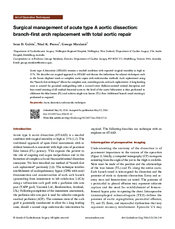 (PDF) Surgical management of acute type A aortic dissection: branch ...