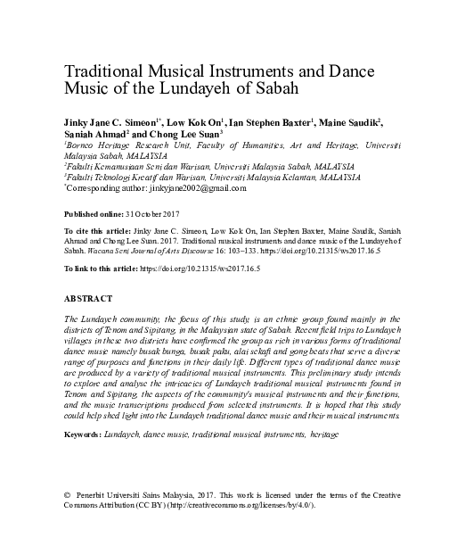 (PDF) Traditional Musical Instruments and Dance Music of the Lundayeh ...