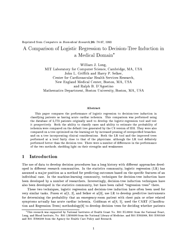 Pdf A Comparison Of Logistic Regression To Decision Tree Induction In